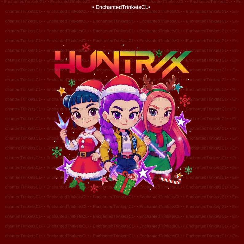 Huntrix Christmas Clipart PNG, Kpop Demon Hunters Christmas, Rumi Mira ...