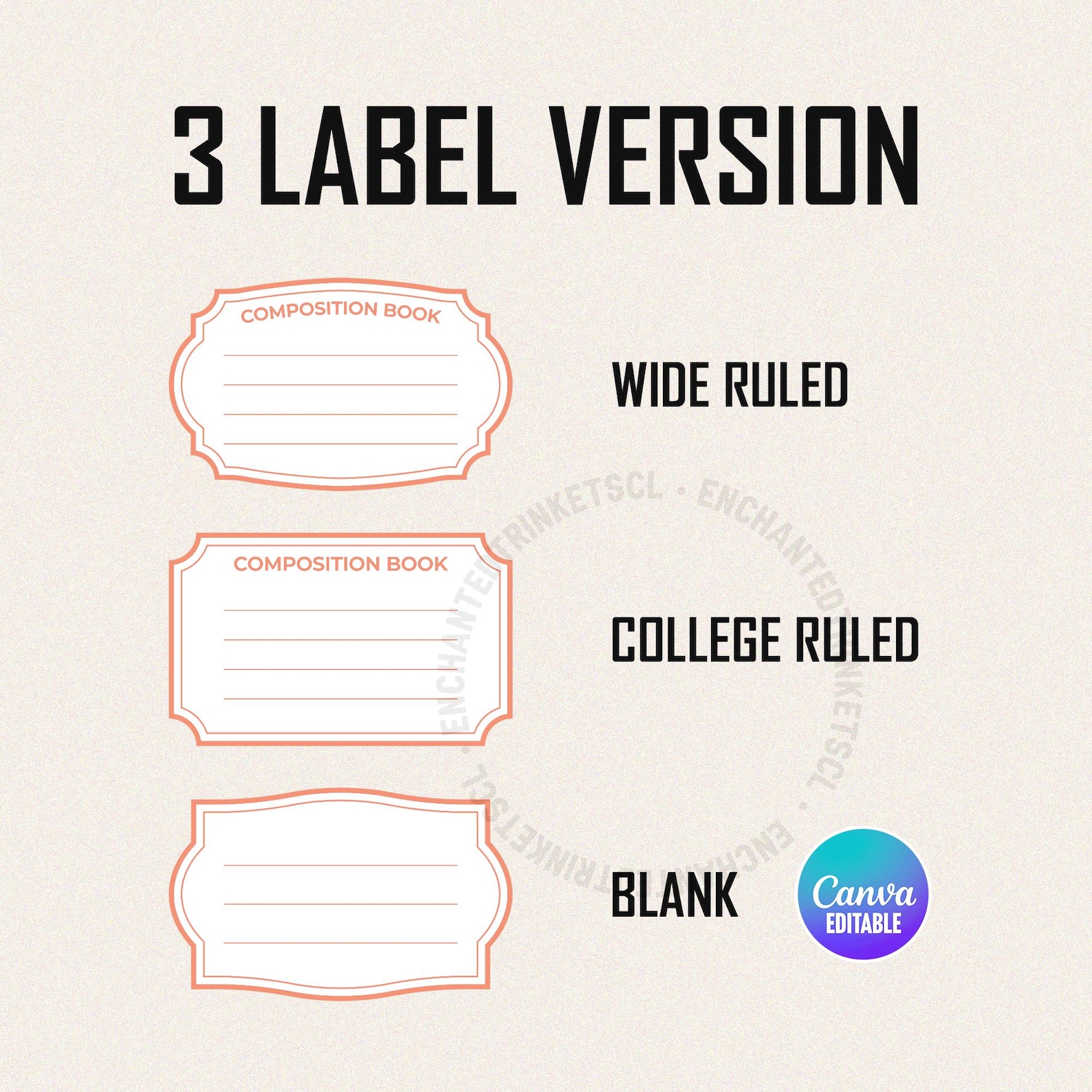 Editable Composition Book Label SVG, 20 Composition Notebook Labels ...