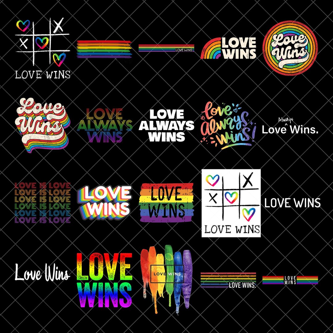 Love Wins PNG Bundle, Rainbow Pride Sublimation, LGBTQ Quote Png ...
