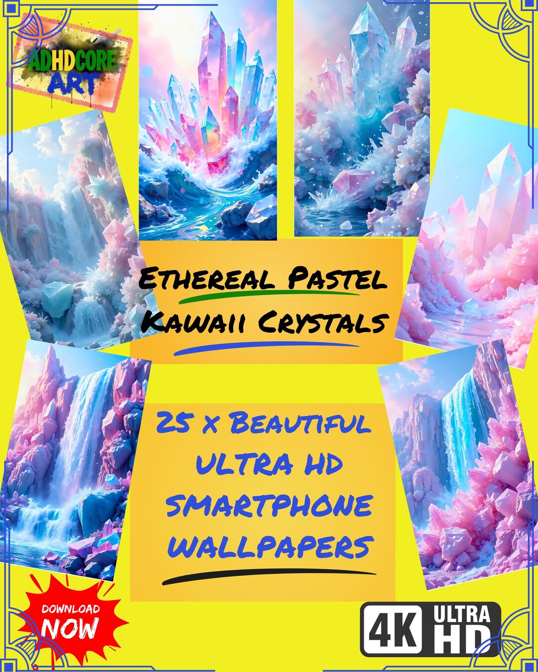 ETHEREAL CRYSTAL KAWAII Pastel Wallpaper/lock Screen Pack of 25 Digital ...