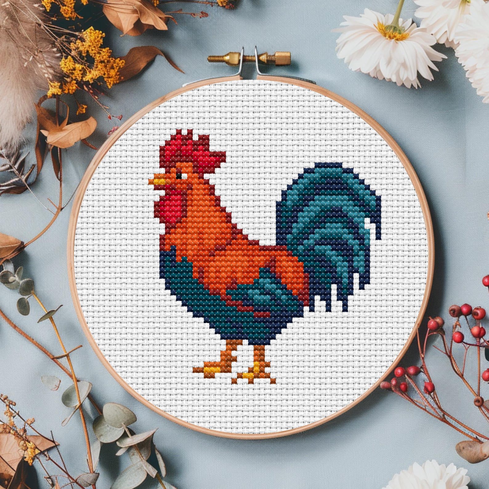 Cross Stitch Pattern Rooster: Printable PDF + Saga File - Etsy