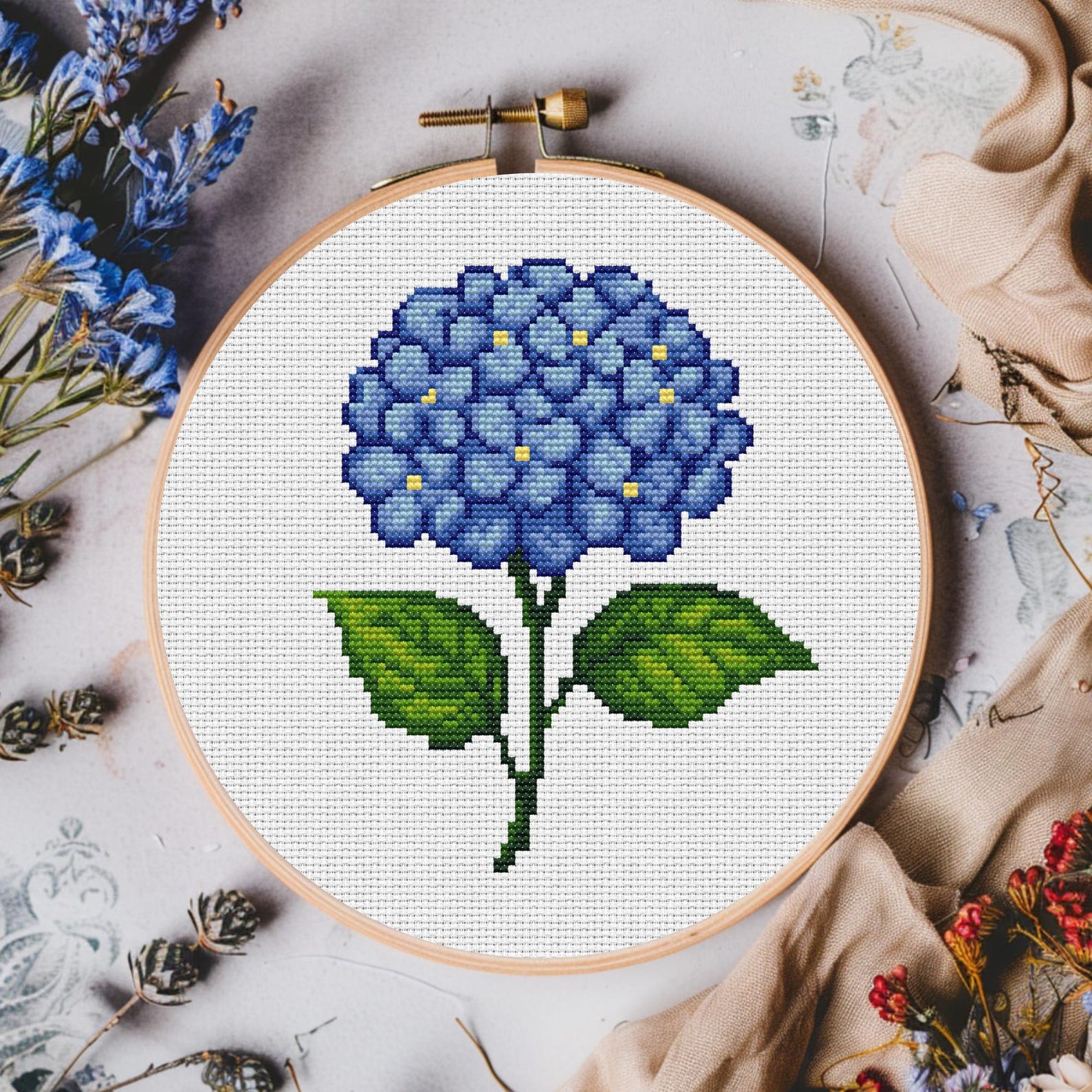 Cross Stitch Pattern Hydrangea Flower: Printable PDF + Saga File - Etsy
