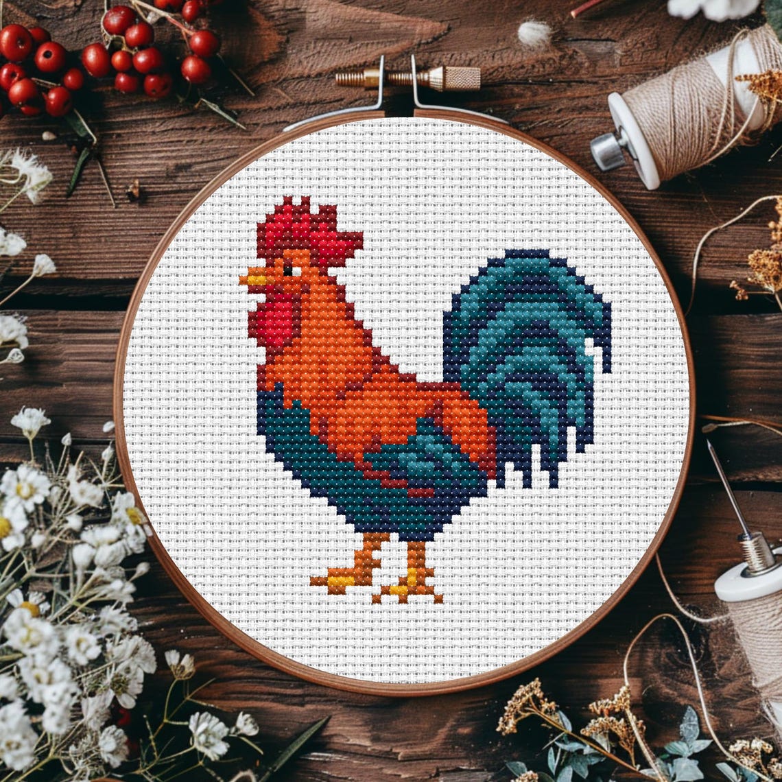 Cross Stitch Pattern Rooster: Printable PDF + Saga File - Etsy