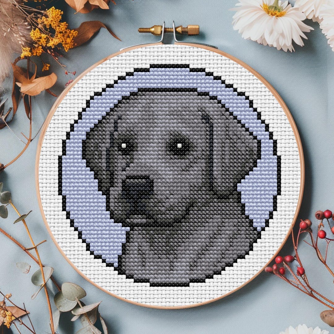Cross Stitch Pattern Black Labrador Dog: Printable PDF + Saga File - Etsy
