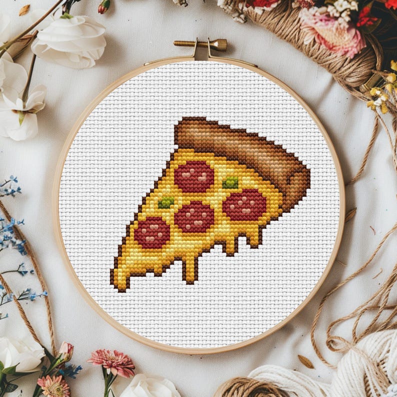 Cross Stitch Pattern Pizza: Printable PDF + Saga File - Etsy