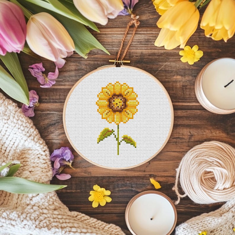 Cross Stitch Pattern Sunflower: Printable PDF + Saga File - Etsy