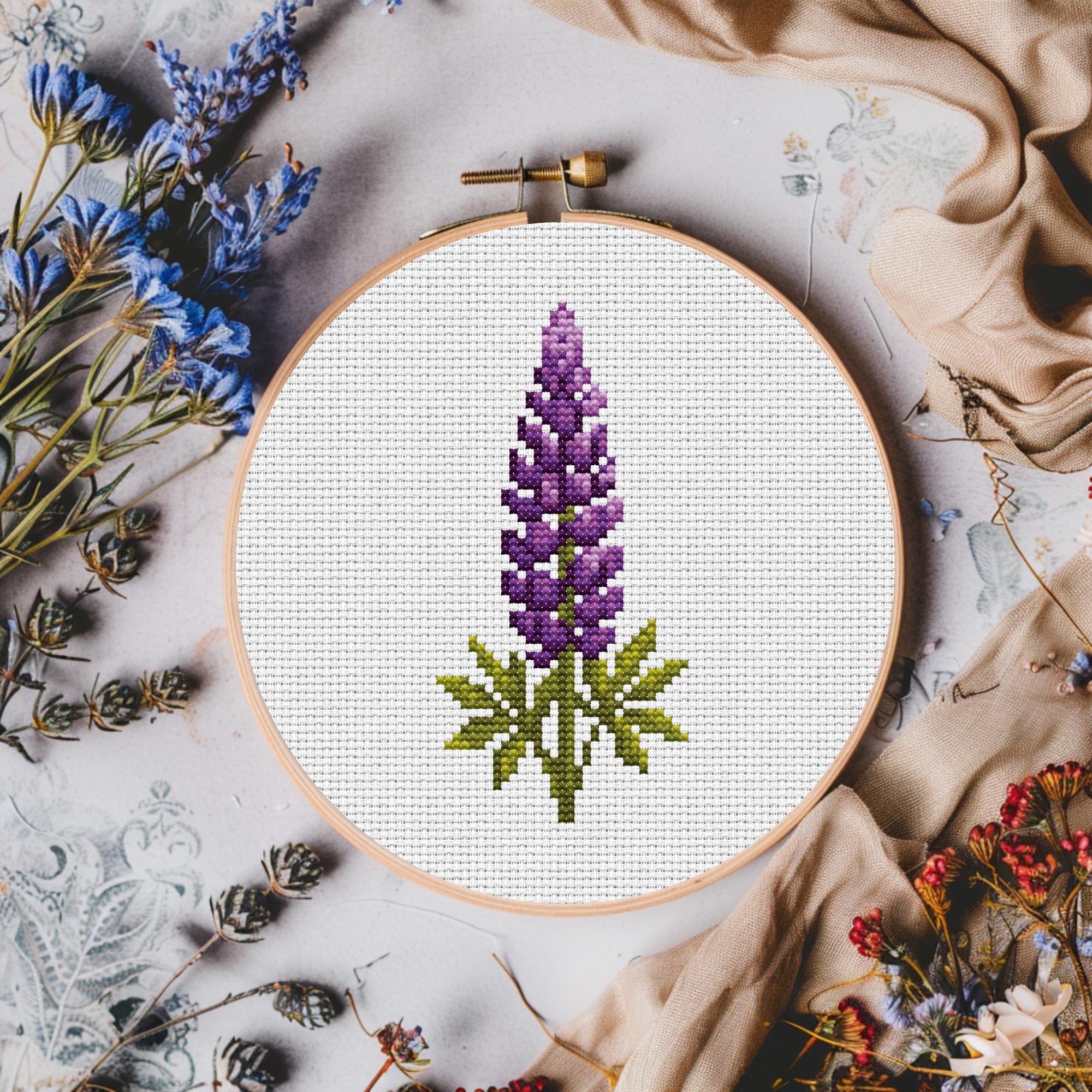 Cross Stitch Pattern Lupin Flower: Printable PDF + Saga File - Etsy