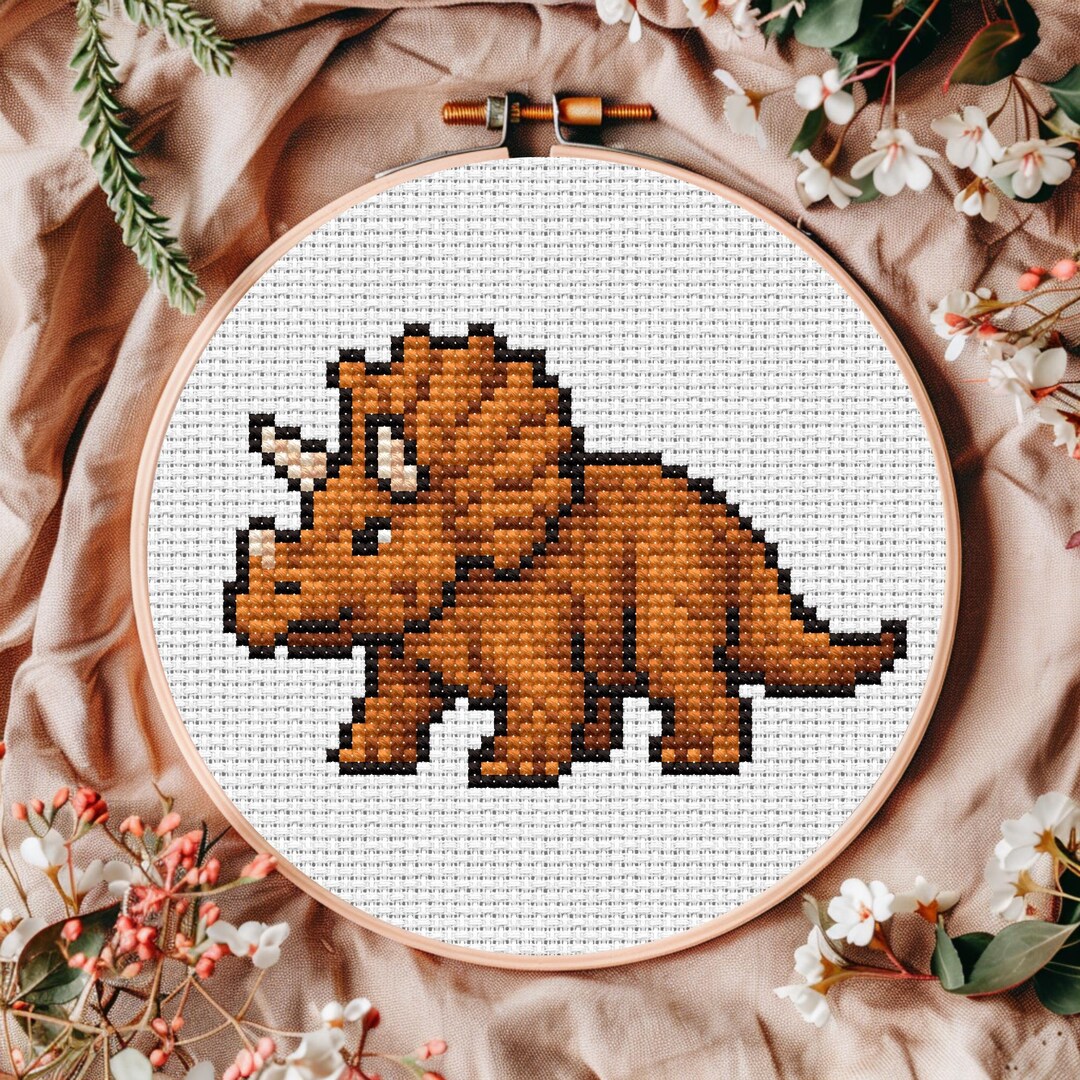 Cross Stitch Pattern Dinosaur Triceratops: Printable PDF + Saga File - Etsy