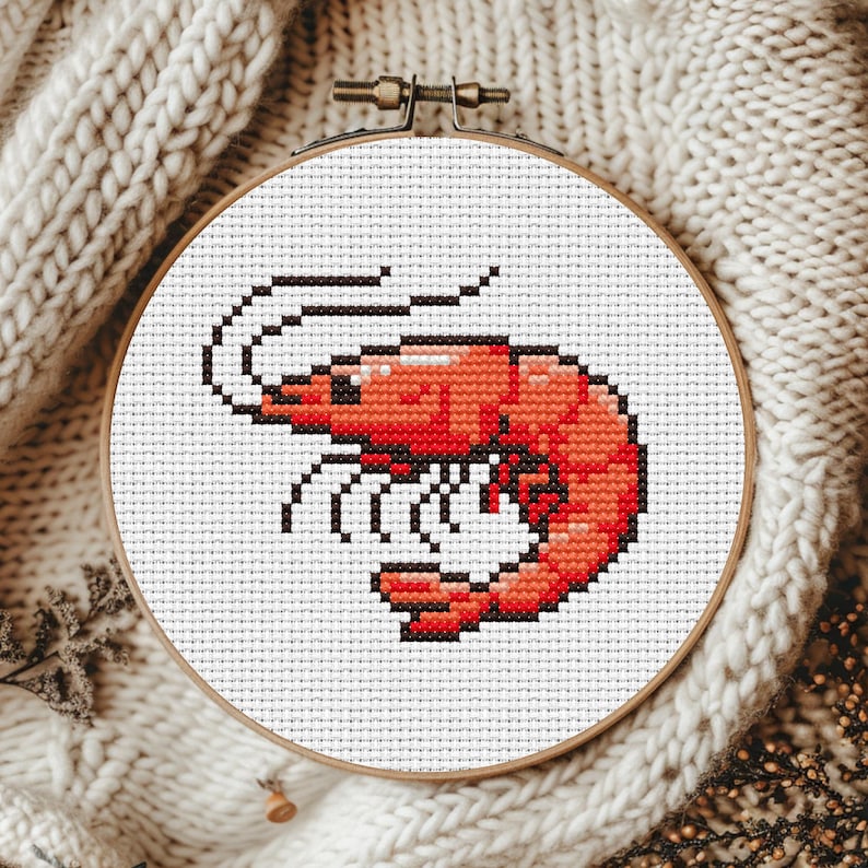 Cross Stitch Pattern Shrimp: Printable PDF + Saga File - Etsy