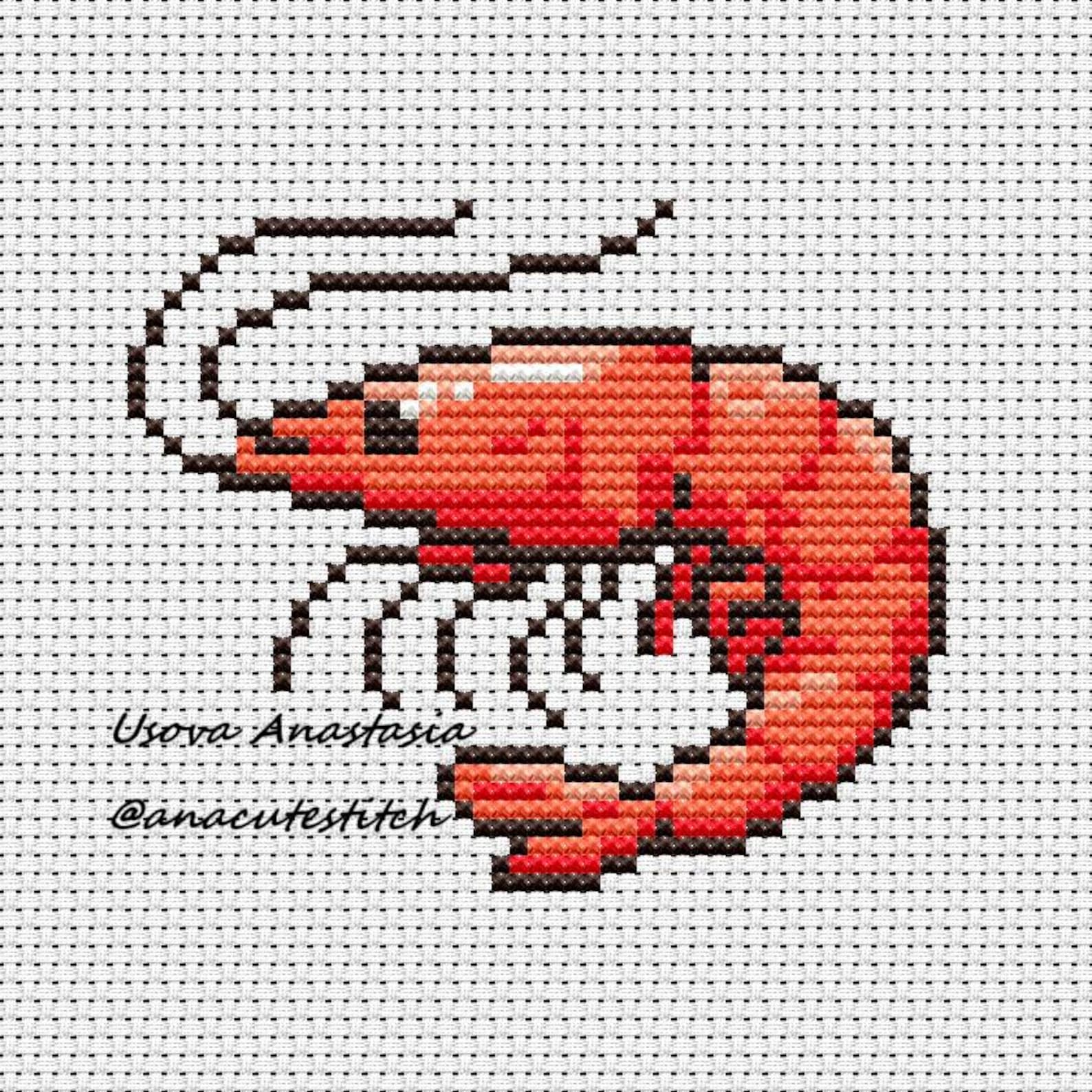Cross Stitch Pattern Shrimp: Printable PDF + Saga File - Etsy
