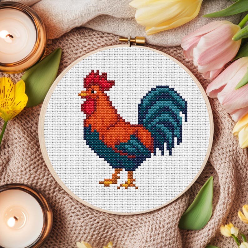 Cross Stitch Pattern Rooster: Printable PDF + Saga File - Etsy