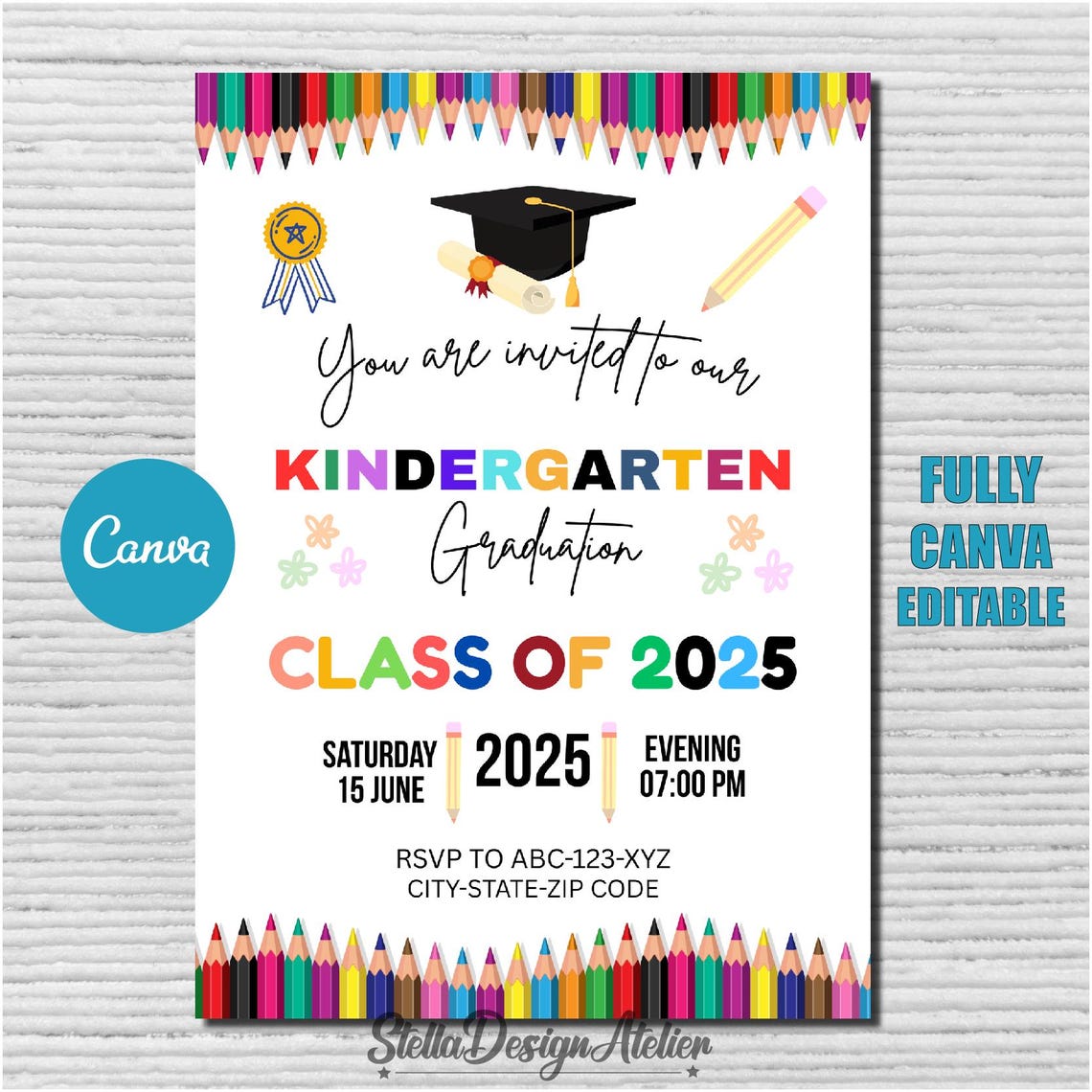 Canva Preschool Graduation Invitation, Prek Announcement Party Invite ...