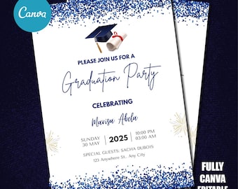 Graduation Party Invitation, Class of 2025 Invite, Purple Graduation ...