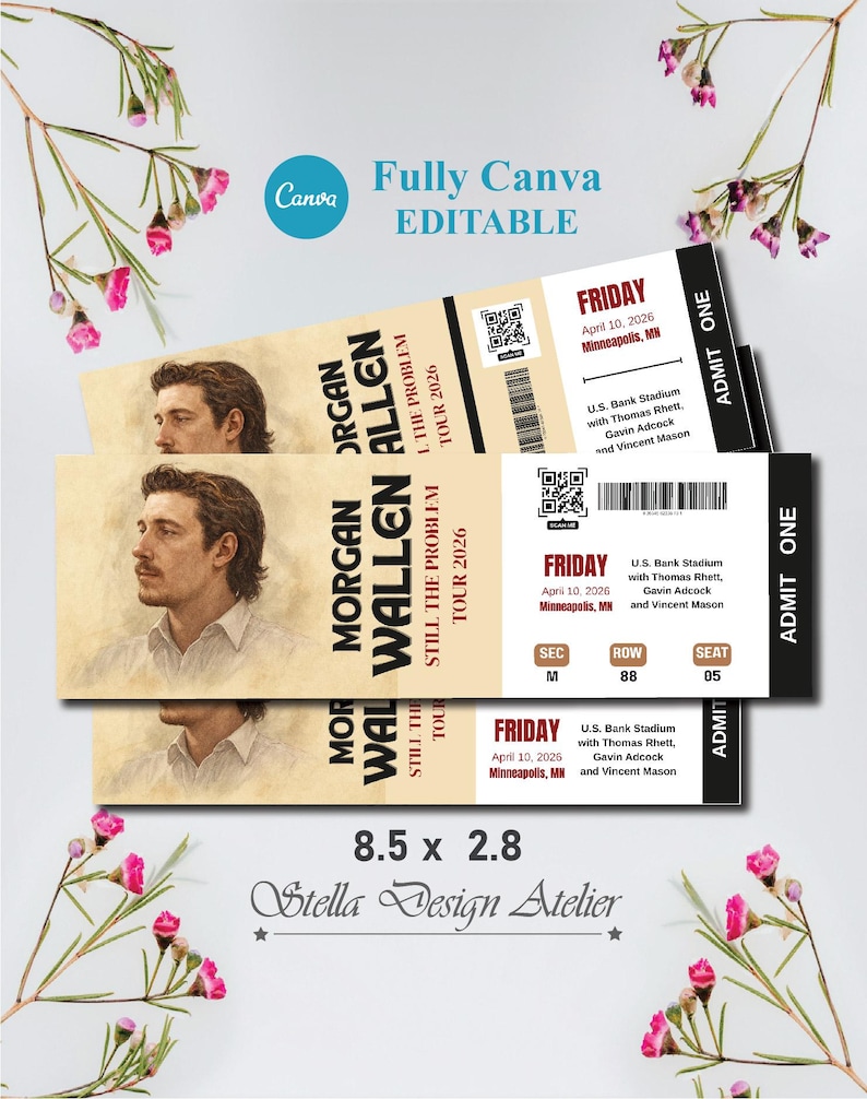 Editable Morgan Wallen Tour Ticket, Morgan Wallen Still the Problem ...