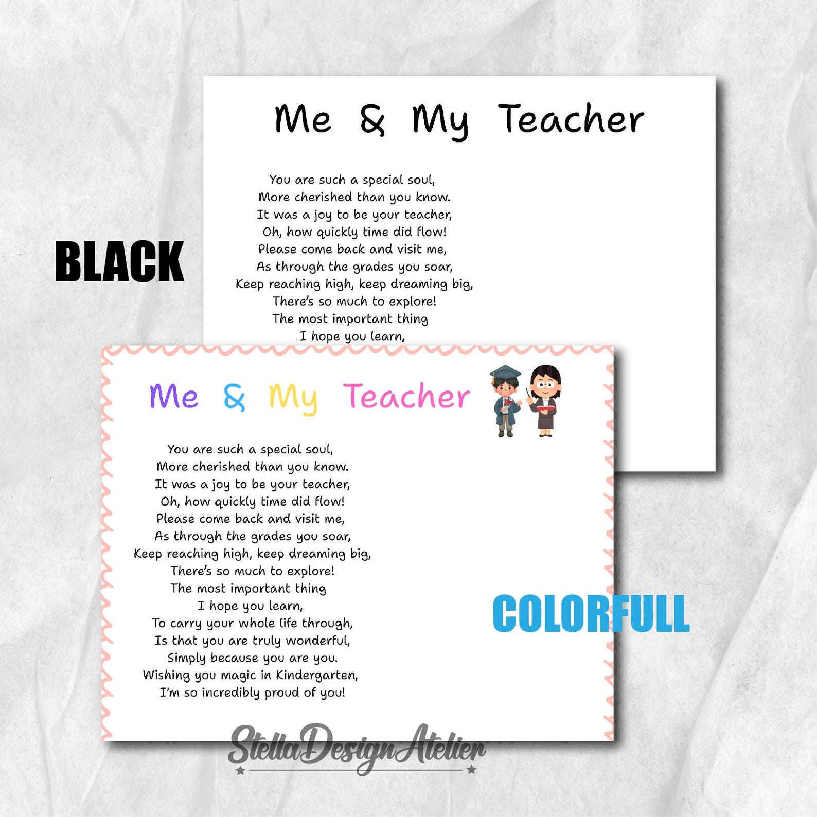 Me & My Teacher, Handprint Art Craft, End of School Poem, Preschool ...