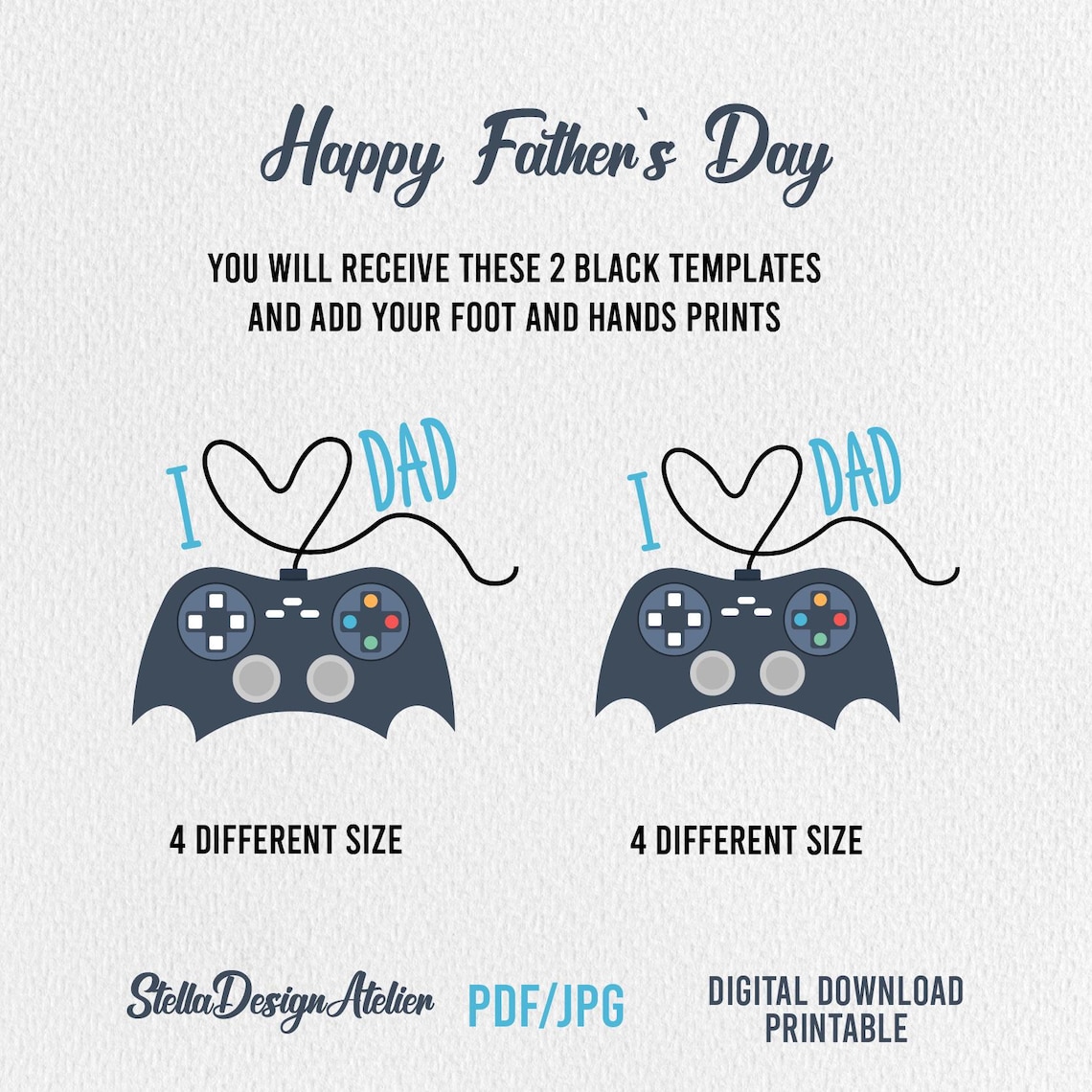 Dad Birthday | Father's Day Handprint Art | Video Game Footprint Stamp ...