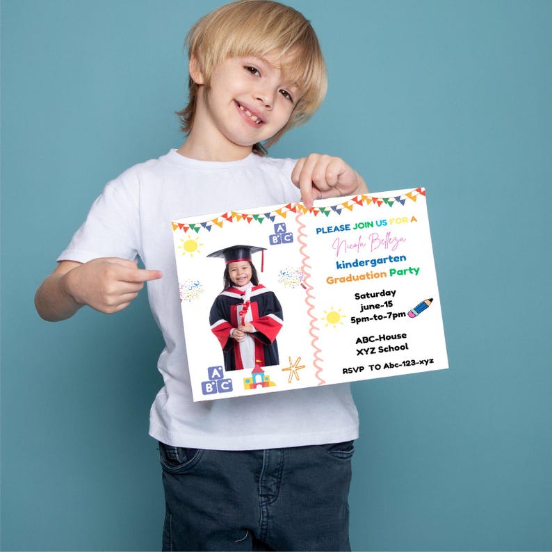 Canva Kindergarten & Preschool Graduation Celebration Invites - Digital ...