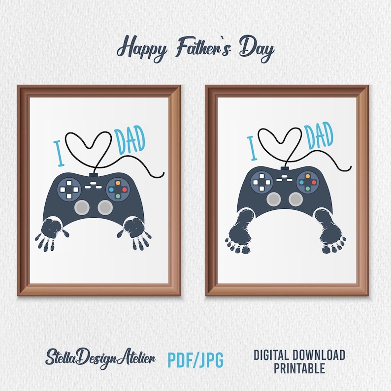 Dad Birthday | Father's Day Handprint Art | Video Game Footprint Stamp ...