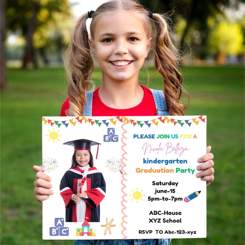 Canva Kindergarten & Preschool Graduation Celebration Invites - Digital ...