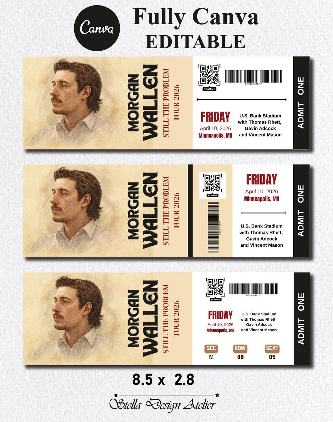 Editable Morgan Wallen Tour Ticket, Morgan Wallen Still the Problem ...