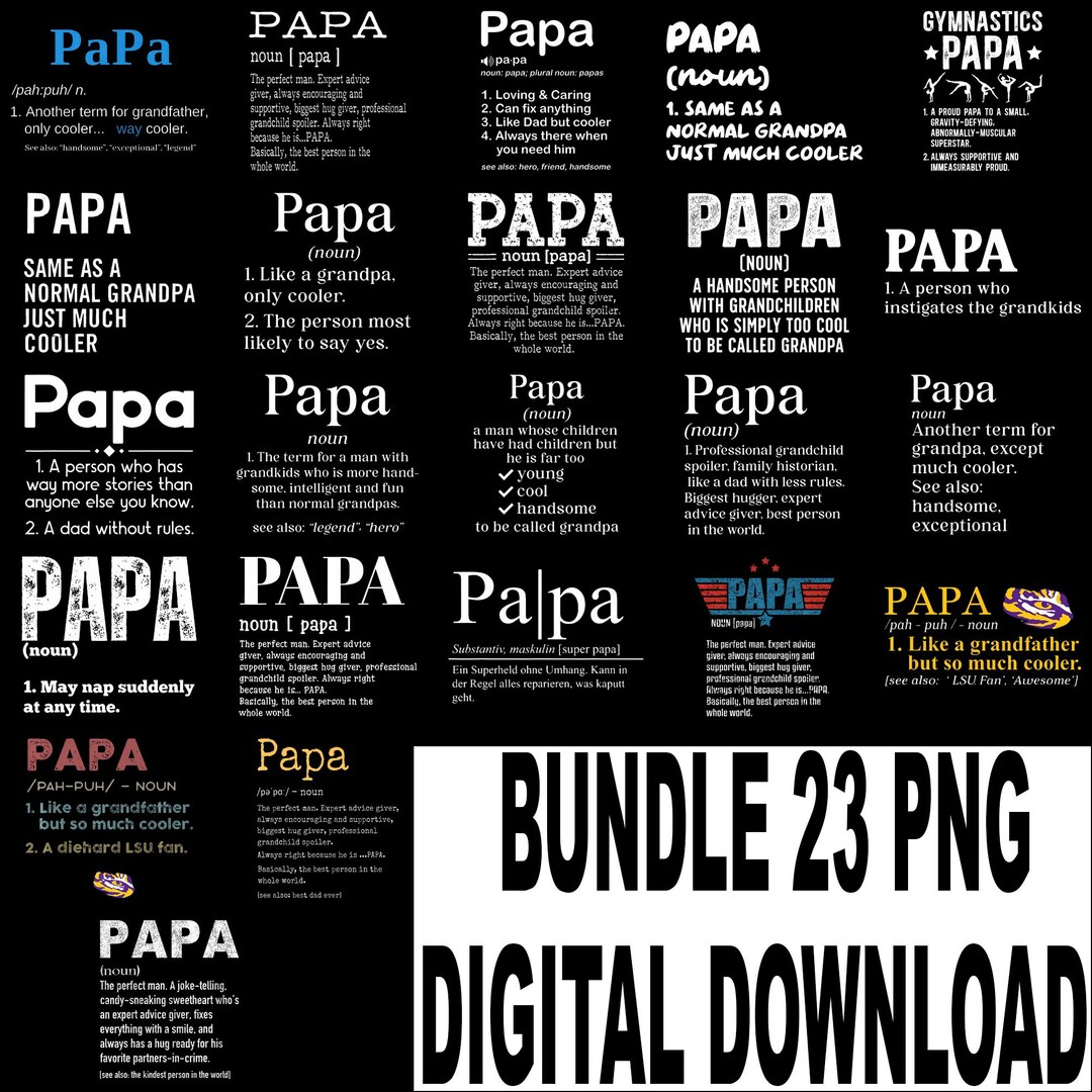 Papa Definition Png, Grandpa Defined Legend Hero Dictionary Funny ...