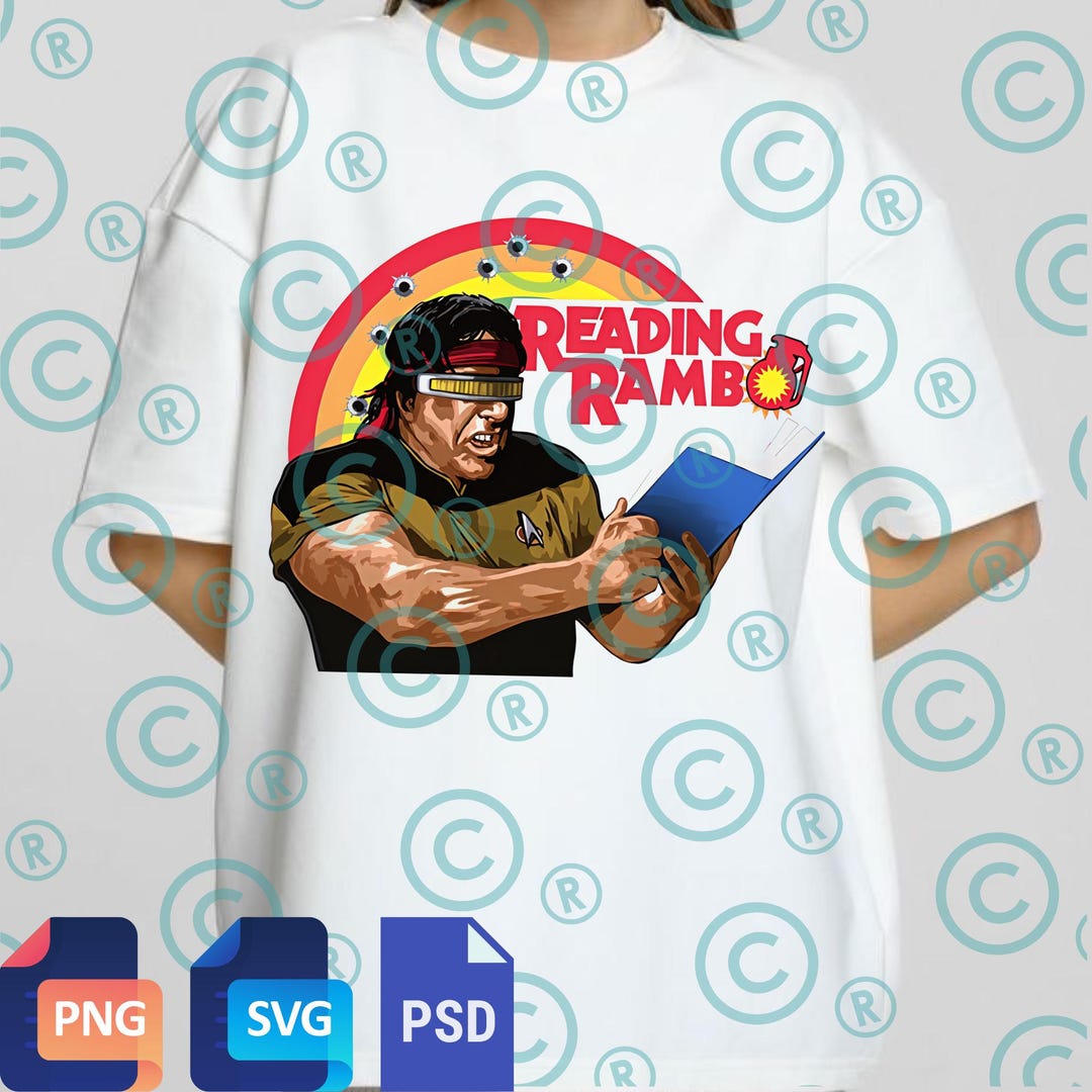 Reading Rambo PNG Svg for Circut, Funny Reading Rainbow Graphic ...