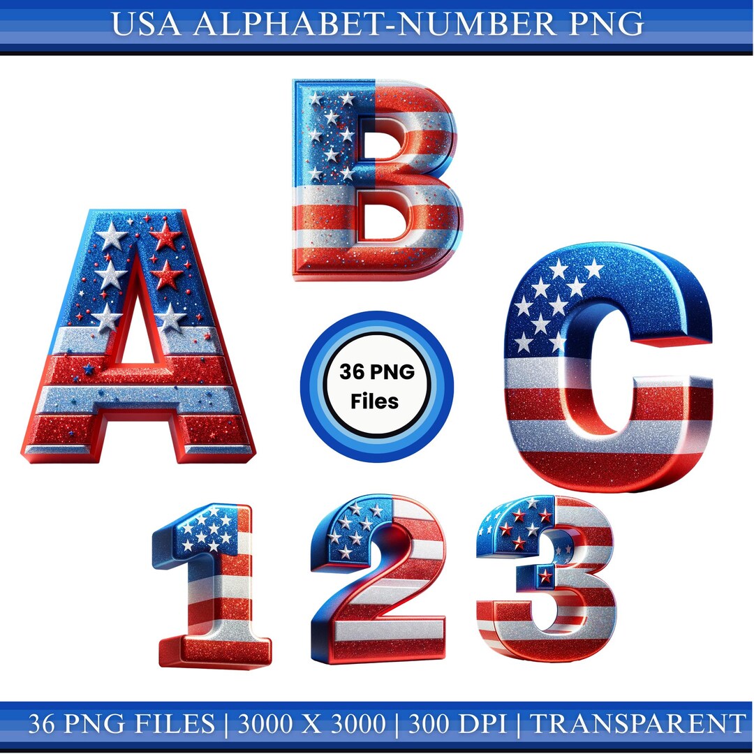 American Flag Alphabet PNG – Patriotic ABC Letters for 4th of July ...