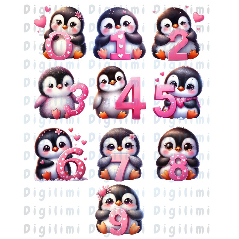 Penguin Love Alphabet PNG A-Z 0-9, Valentine Penguin Letters, Cricut ...