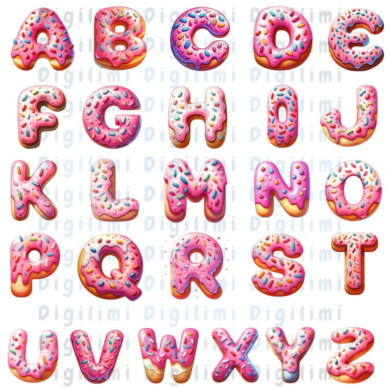 Sprinkle Donut Alphabet PNG A-Z 0-9, Dessert ABC Letters Set, Cricut ...
