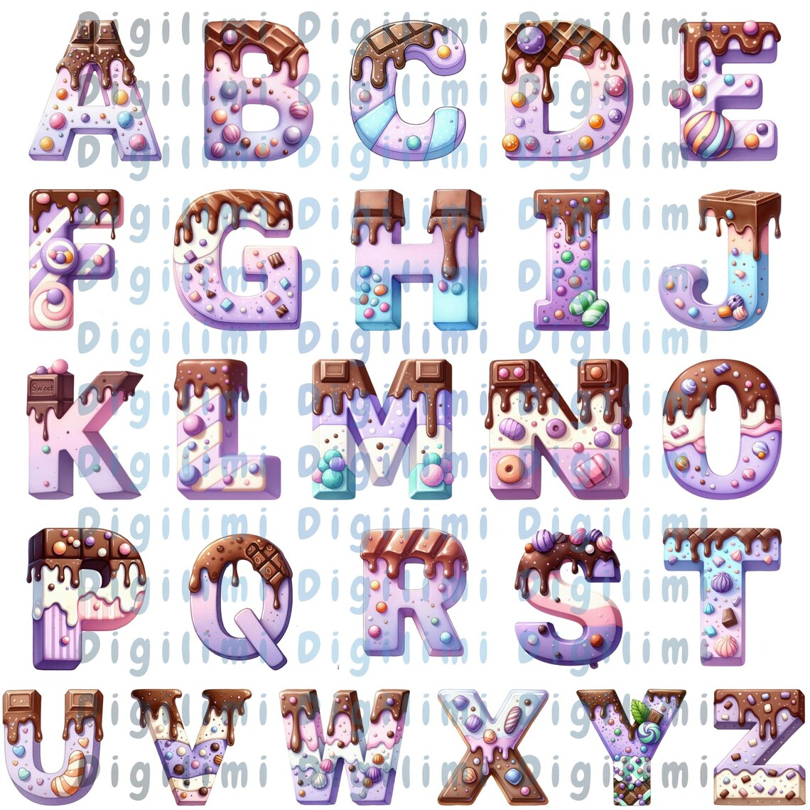 Chocolate Drip Alphabet PNG A-Z 0-9, Candy ABC Letters Set, Cricut ...