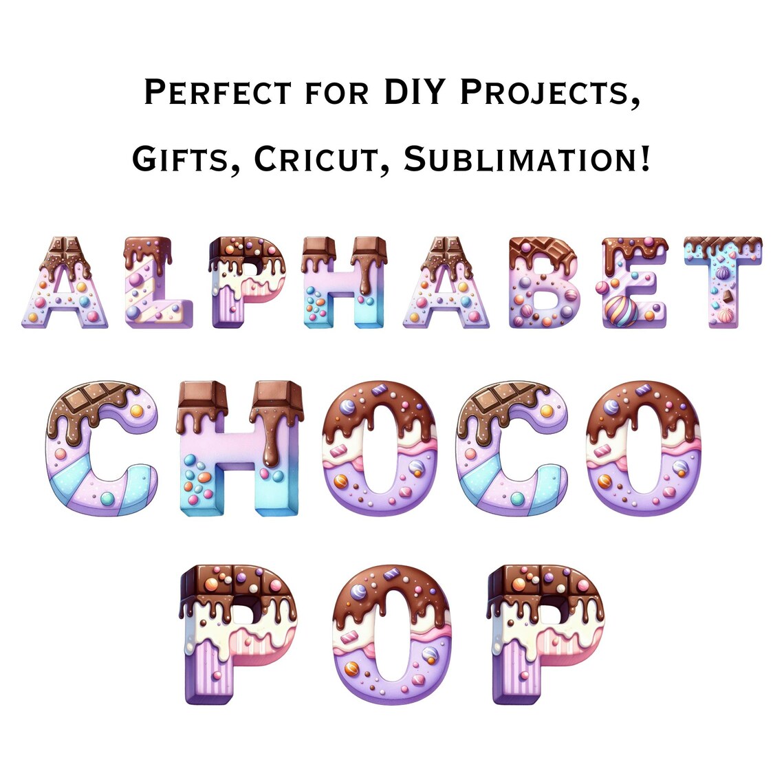 Chocolate Drip Alphabet PNG A-Z 0-9, Candy ABC Letters Set, Cricut ...