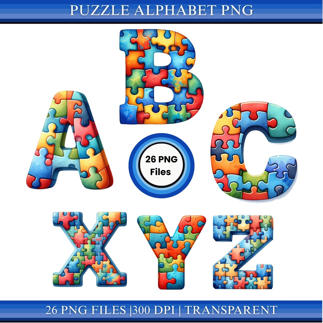 Puzzle Alphabet PNG A-Z – Jigsaw Letters for Classroom Bulletin Board ...