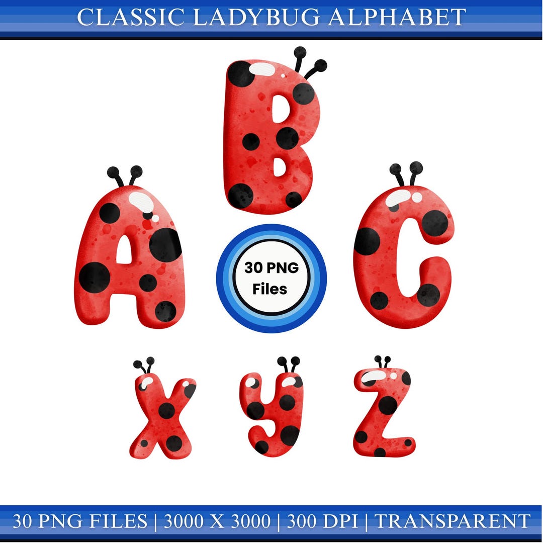 Ladybug Letters A-Z PNG | Classic Red Alphabet for Kids Learning Crafts ...