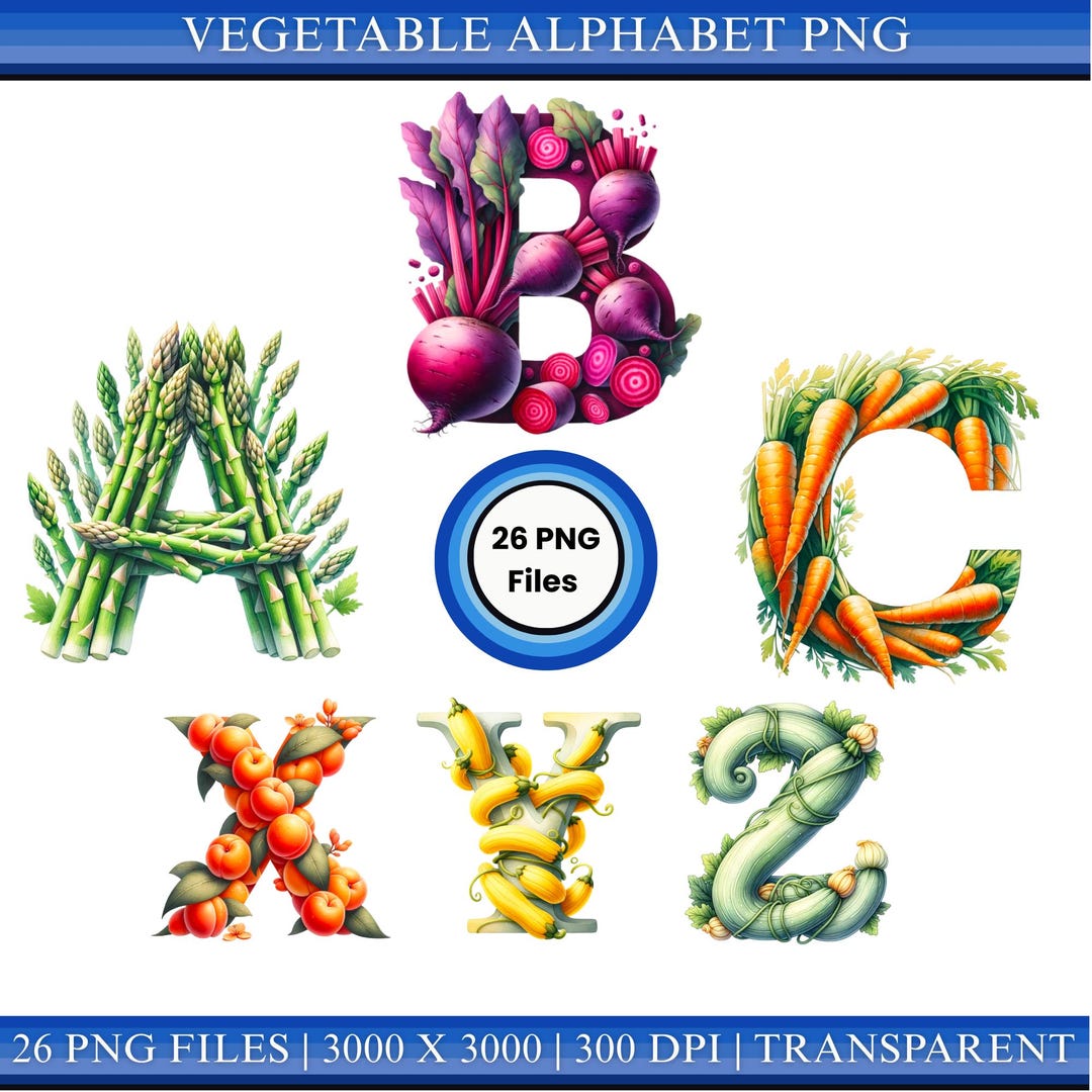 Vegetable Alphabet PNG – Food ABC Letters & Numbers Clipart for ...