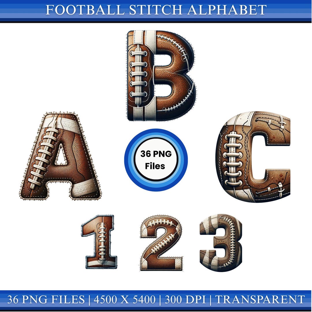 Football Stitch Alphabet A-Z PNG | Leather Ball Letters for Sports ...