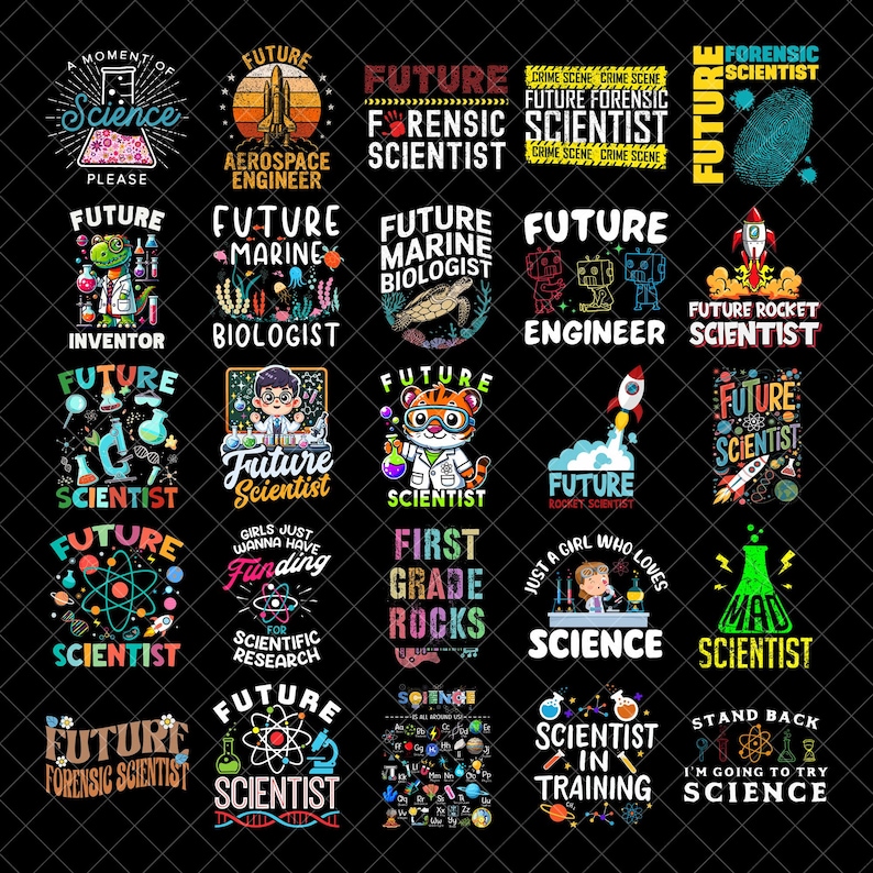 Future Scientist Png Bundle, Instant Download, Funny Science T-shirt ...