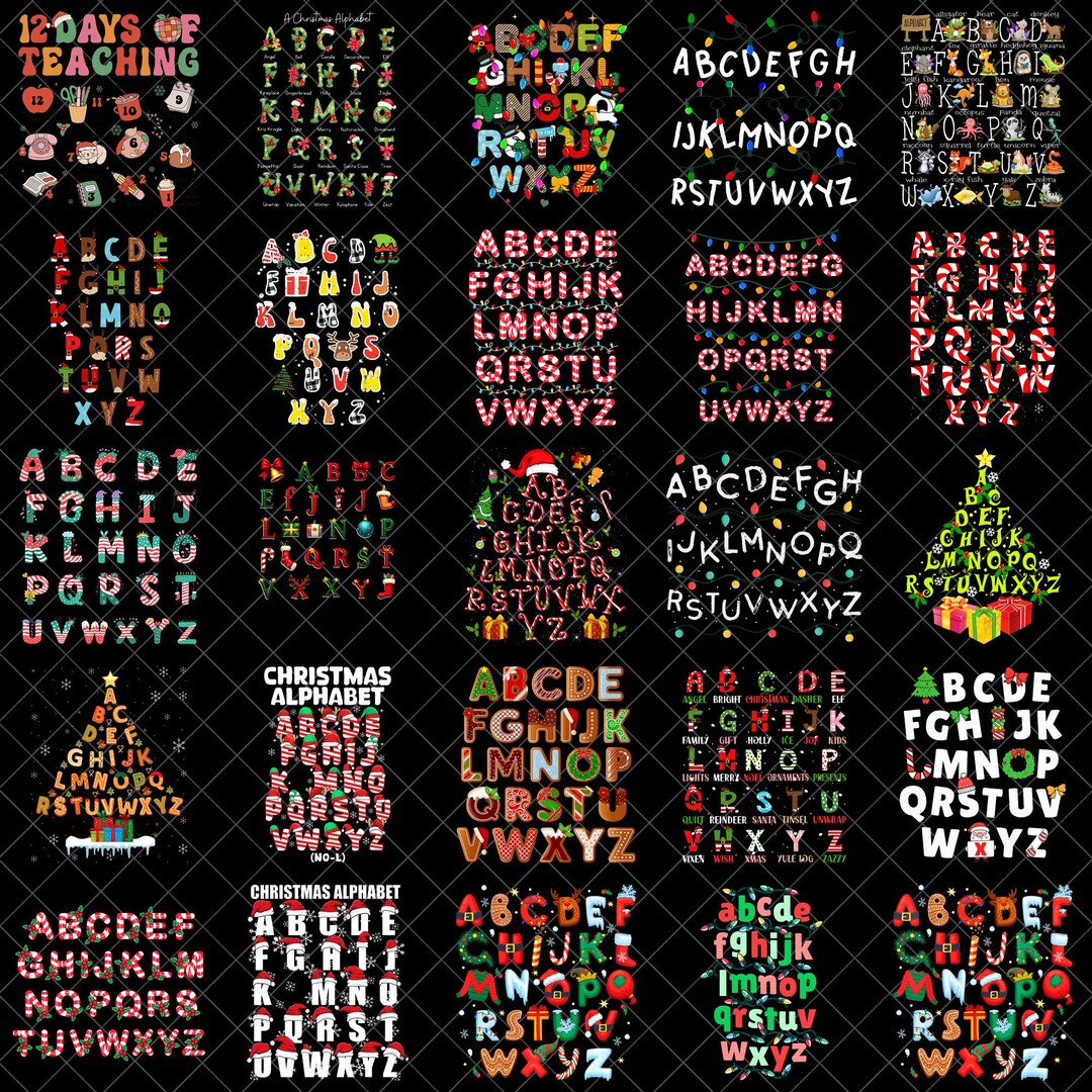 Christmas Alphabet PNG Bundle, Letters PNG, Candy Cane Gingerbread Font ...