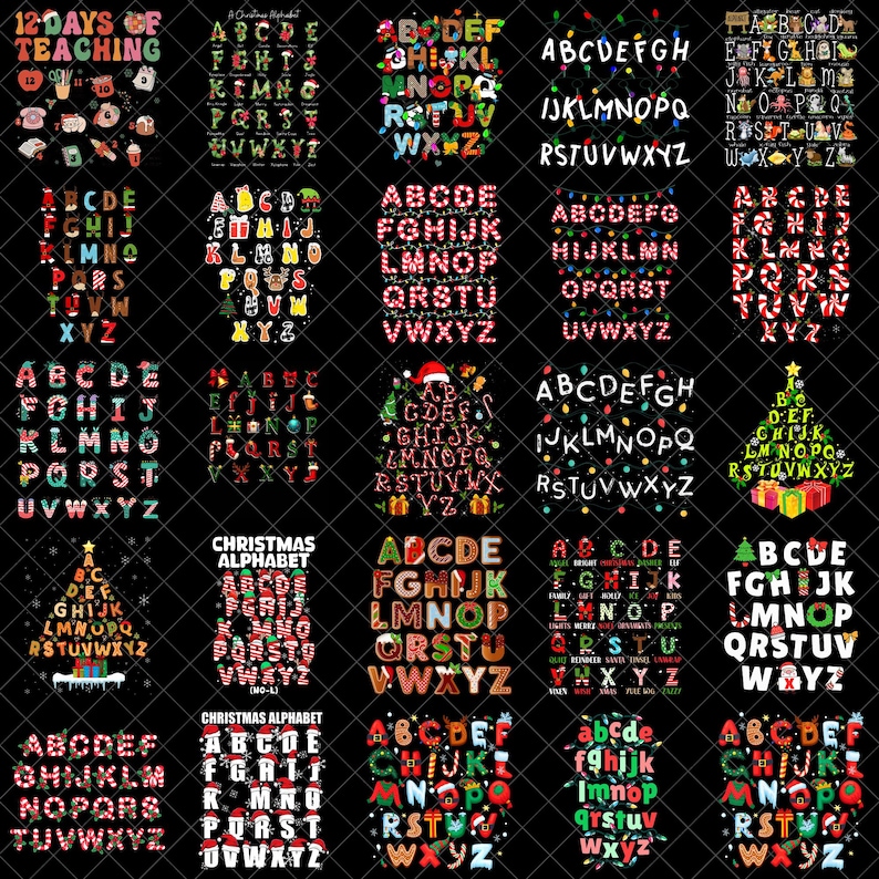 Christmas Alphabet PNG Bundle, Letters PNG, Candy Cane Gingerbread Font ...