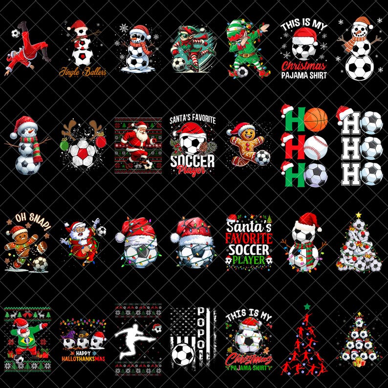 Christmas Soccer Player PNG Bundle, Santa Favorite Soccer Shirt Design ...