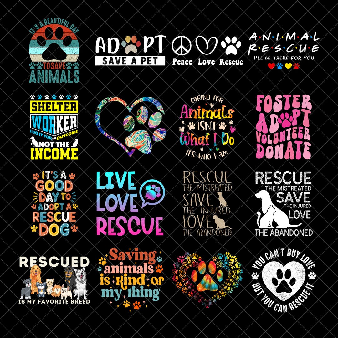 Rescue Animal Bundle Png, Shelter Cut Files Cat Dog PNG, Rescued Print ...