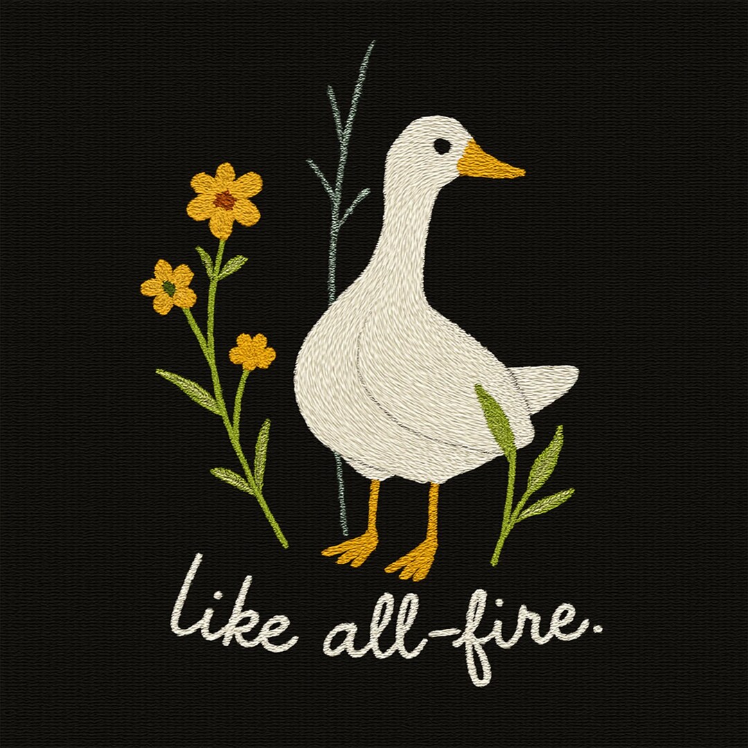 All Fire Goose Design, Embroidered Like All Fire, Embroidery Cute Goose ...