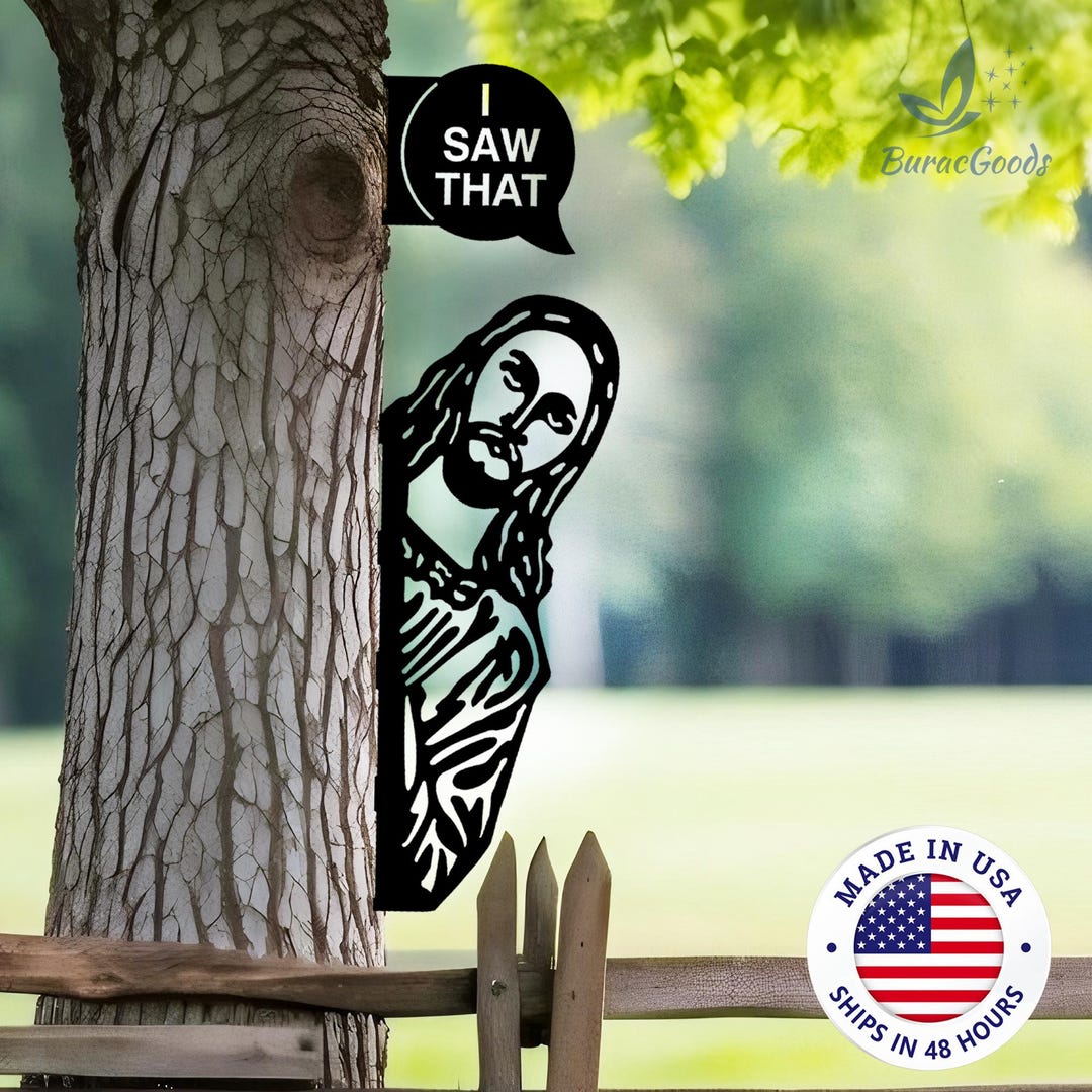 Peeking Jesus Metal Sign,'i See You' Humorous Religious Wall Art ...