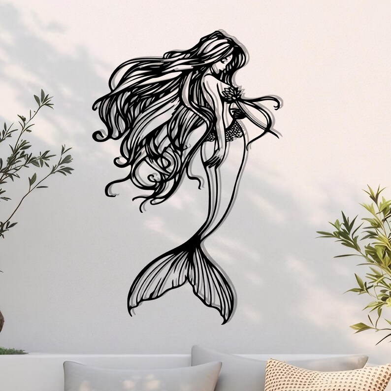 Exquisite Metal Mermaid Wall Decor, Nautical Ocean Decor, Marine Themed ...