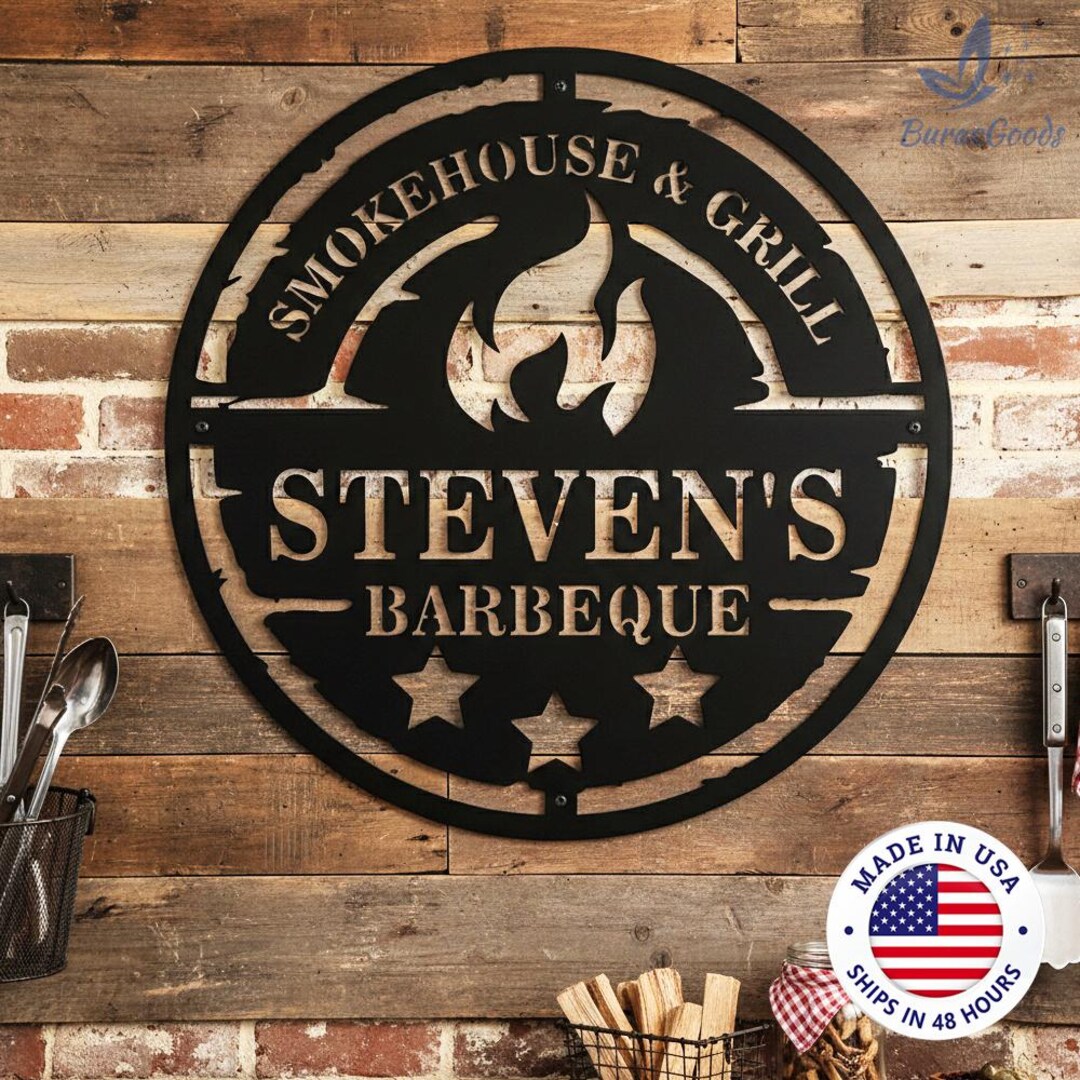 Personalized BBQ Metal Sign,rustic BBQ Wall Sign,personalized Outdoor ...