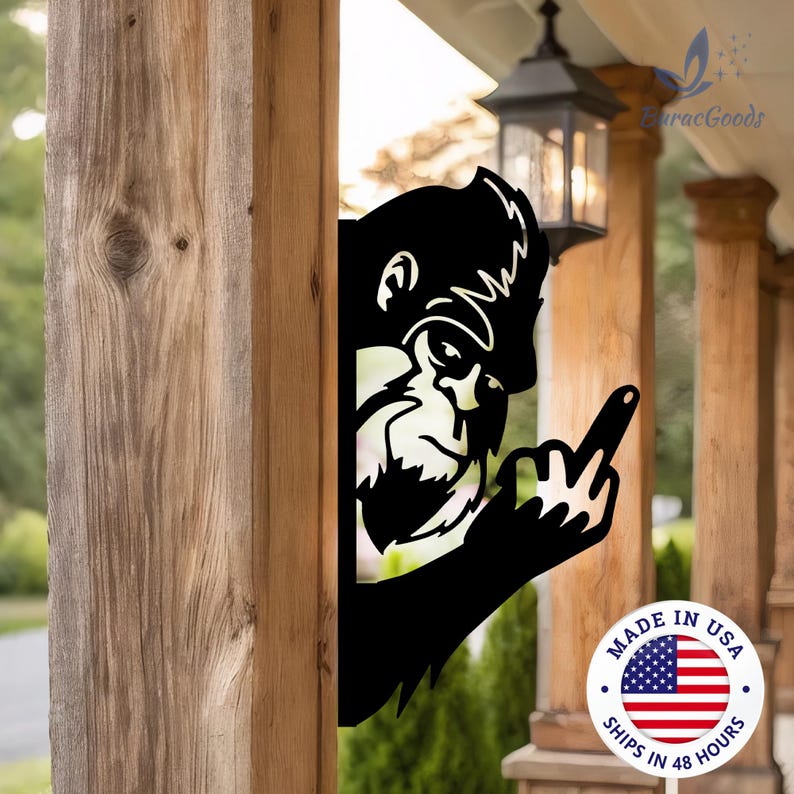 Cheeky Sasquatch Metal Plaque,hilarious Middle Finger Wall Art for ...