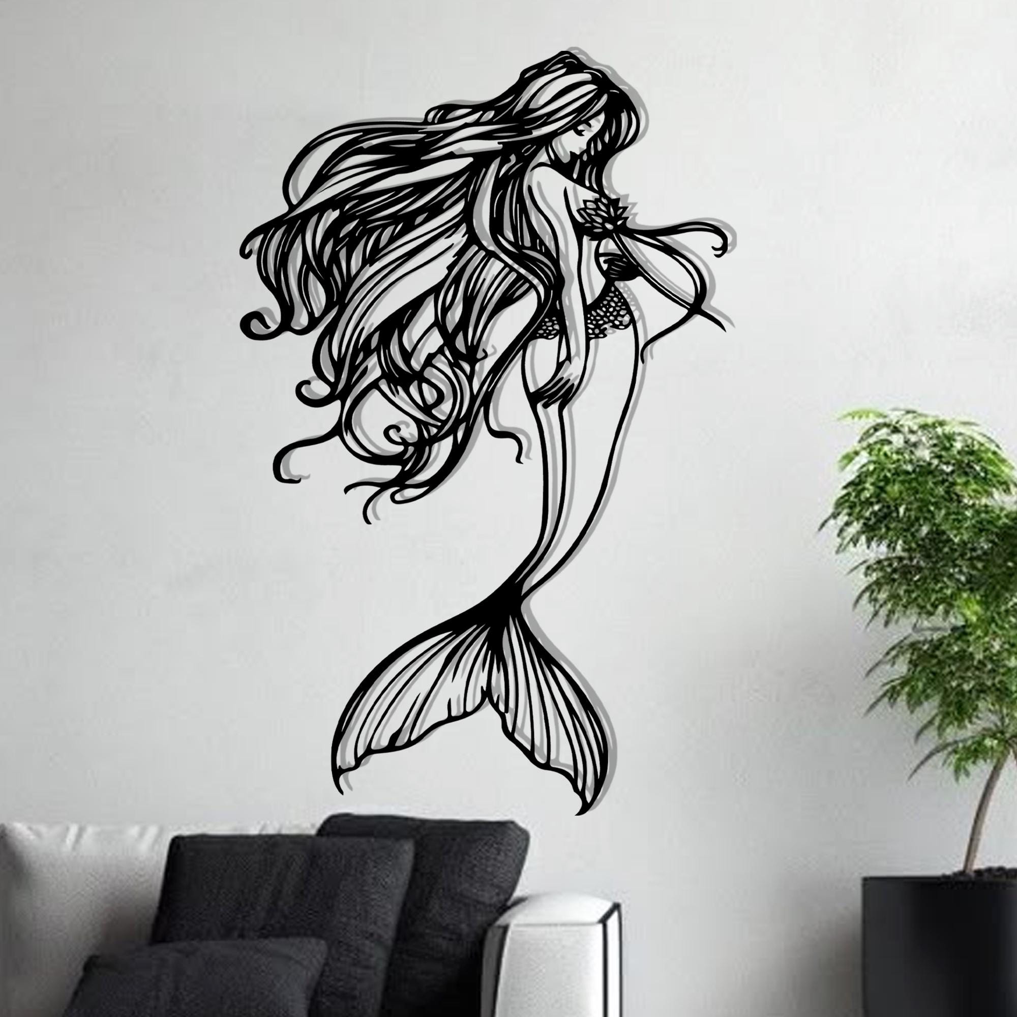 Exquisite Metal Mermaid Wall Decor, Nautical Ocean Decor, Marine Themed ...
