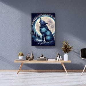 Celestial Wolf Spirit Art | Mystical Totem Animal | Lunar Moon Runes ...