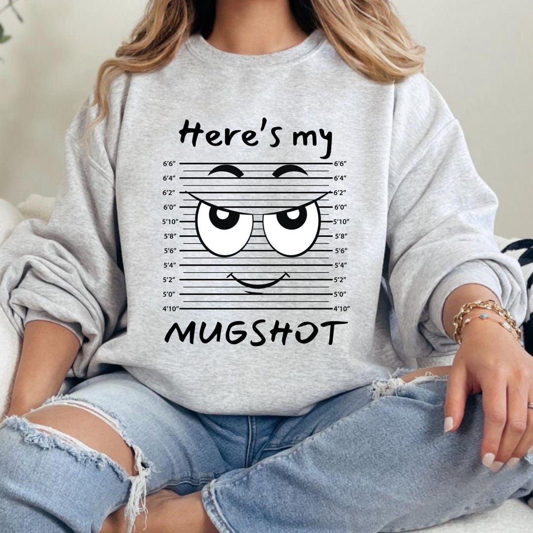 Funny Mugshot Face Sweatshirt | Cartoon Face Unisex Sweatshirt ...