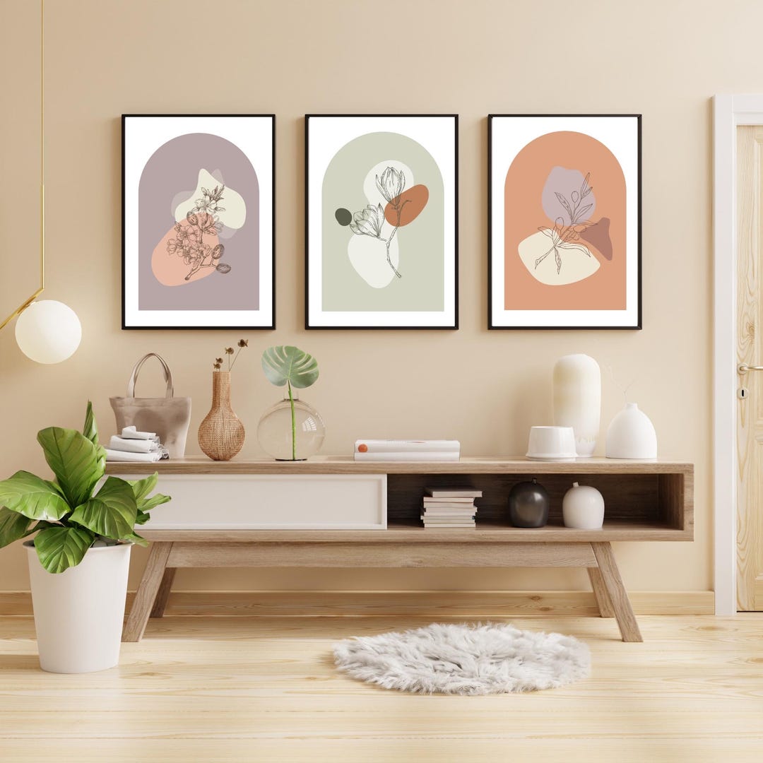 Printable 3 Piece Pastel Color Wall Art Set Minimalist Abstract Art ...