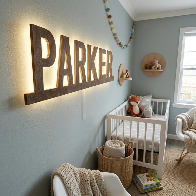 Nursery Name Sign With Led, Girl Name Sign, Above Crib Sign, Gift for ...